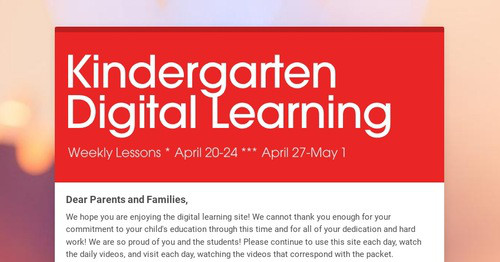 Kindergarten Digital Learning | Smore Newsletters