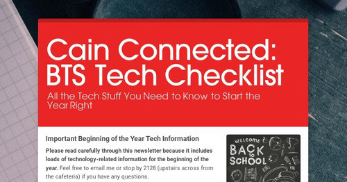 Cain Connected: BTS Tech Checklist