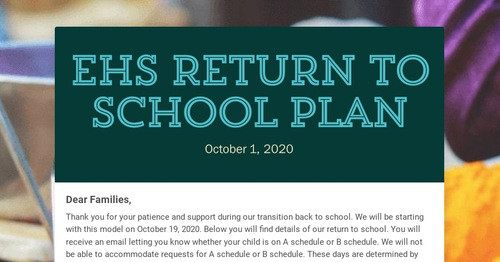 EHS Return to School Plan | Smore Newsletters