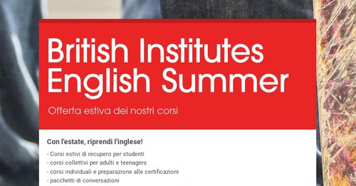 British Institutes English Summer | Smore Newsletters for Education
