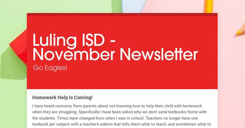 Luling ISD - November Newsletter | Smore Newsletters