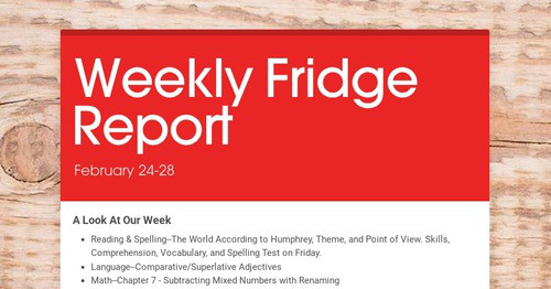 Weekly Fridge Report | Smore Newsletters