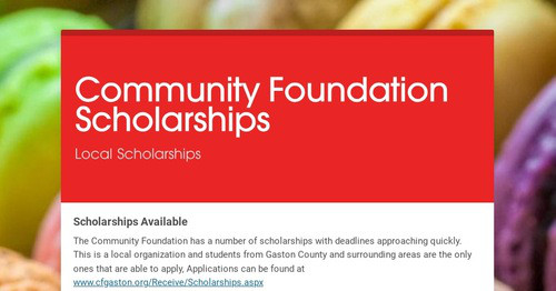 Community Foundation Scholarships | Smore Newsletters