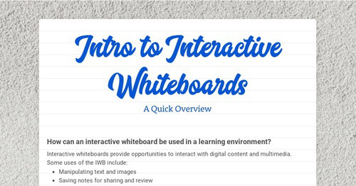 Intro to Interactive Whiteboards | Smore Newsletters