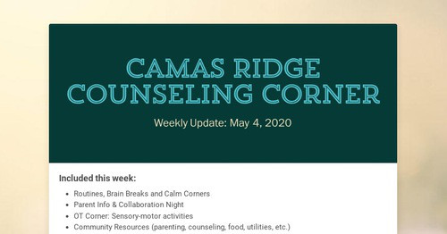 Camas Ridge Counseling Corner | Smore Newsletters