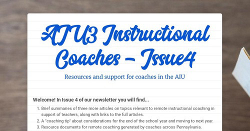 AIU3 Instructional Coaches - Issue4 | Smore Newsletters for Education
