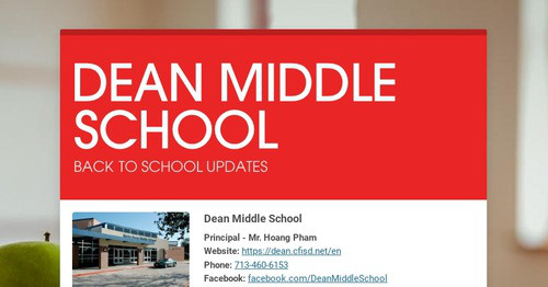 DEAN MIDDLE SCHOOL | Smore Newsletters