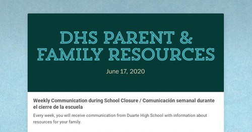 DHS Parent & Family Resources | Smore Newsletters