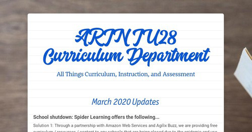 ARIN IU28 Curriculum Department | Smore Newsletters