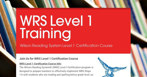 WRS Level 1 Training | Smore Newsletters