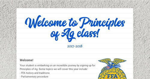 Welcome to Principles of Ag class! | Smore Newsletters