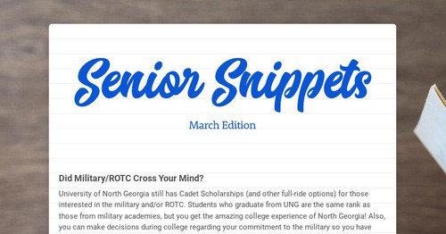 Senior Snippets | Smore Newsletters Senior Snippets | Smore Newsletters