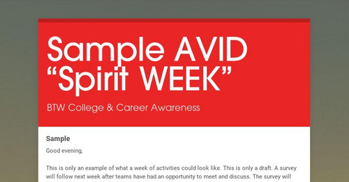 Sample AVID “Spirit WEEK” | Smore Newsletters