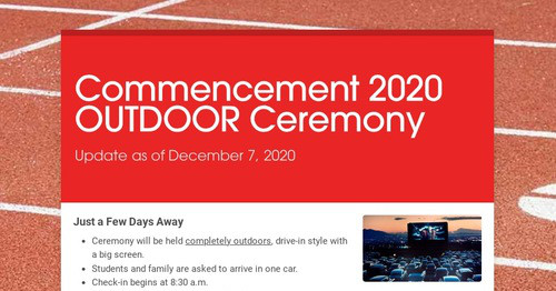 Commencement 2020 OUTDOOR Ceremony | Smore Newsletters for Education