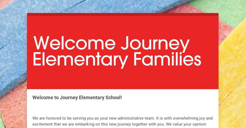 Welcome Journey Elementary Families