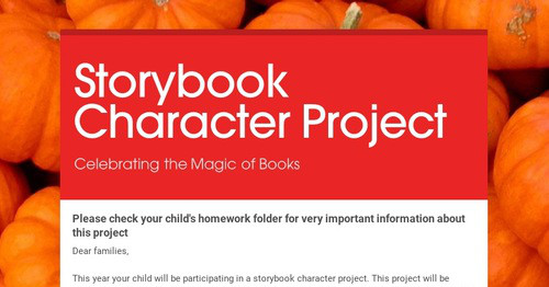 Storybook Character Project | Smore Newsletters