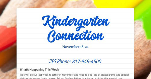 Kindergarten Connection | Smore Newsletters for Education