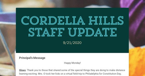 Cordelia Hills Staff Update | Smore Newsletters