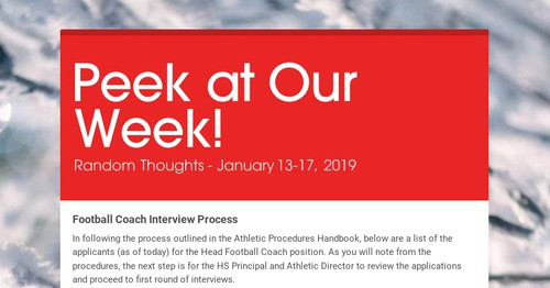 Peek at Our Week! | Smore Newsletters for Education
