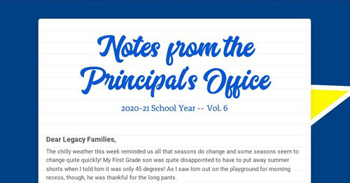 Notes from the Principal's Office | Smore Newsletters