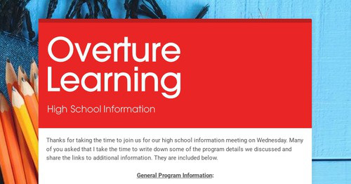 Overture Learning | Smore Newsletters for Education