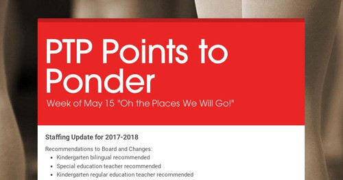 PTP Points to Ponder | Smore Newsletters