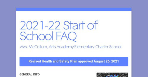 2021-22 Start of School FAQ