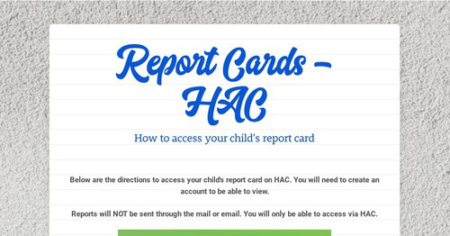 Report Cards - HAC | Smore Newsletters