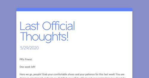 Last Official Thoughts! | Smore Newsletters