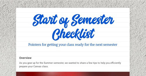 Start of Semester Checklist | Smore Newsletters