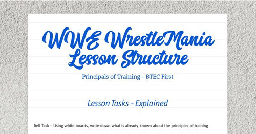 WWE WrestleMania Lesson Structure | Smore Newsletters