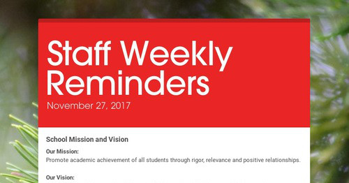 Staff Weekly Reminders | Smore Newsletters