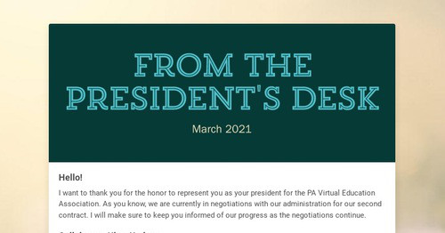 From the President's Desk | Smore Newsletters