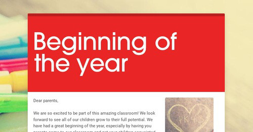 Beginning of the year | Smore Newsletters