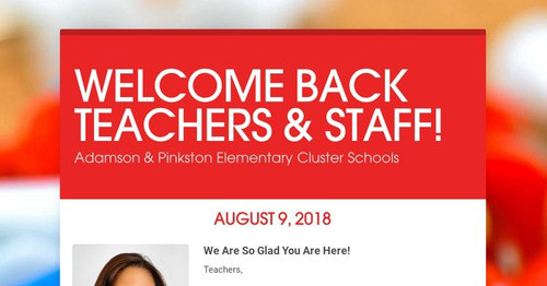 WELCOME BACK TEACHERS & STAFF! | Smore Newsletters