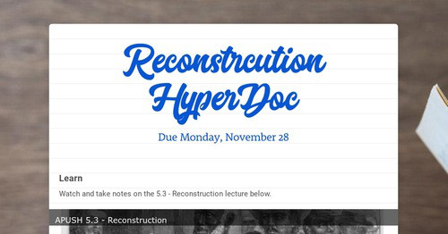 Reconstrcution HyperDoc | Smore Newsletters