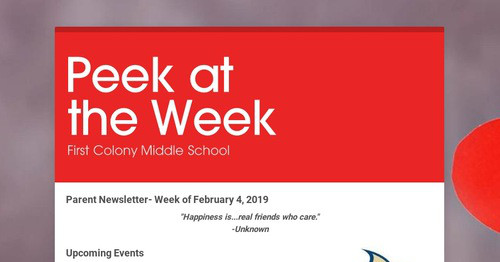 Peek at the Week | Smore Newsletters for Education