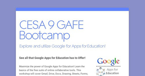 CESA 9 GAFE Bootcamp | Smore Newsletters