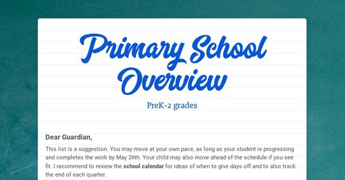 Primary School Overview | Smore Newsletters