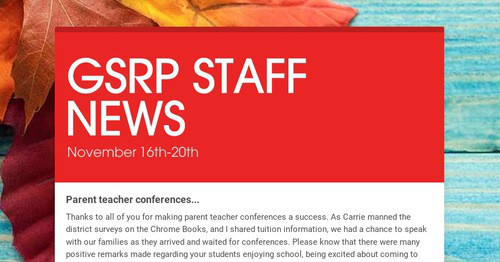 GSRP STAFF NEWS | Smore Newsletters