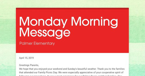 Monday Morning Message