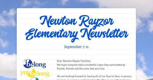 Newton Rayzor Elementary Newsletter | Smore Newsletters