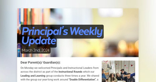 Principal's Weekly Update | Smore Newsletters