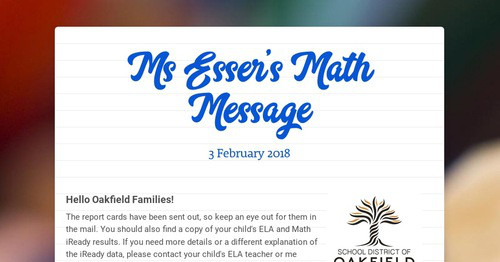 Ms Esser's Math Message | Smore Newsletters