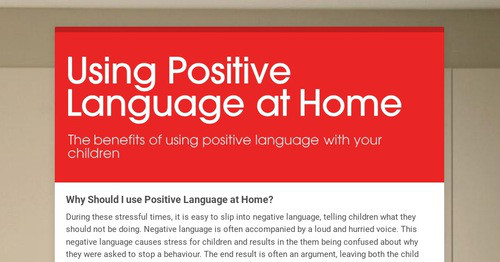 Using Positive Language at Home | Smore Newsletters