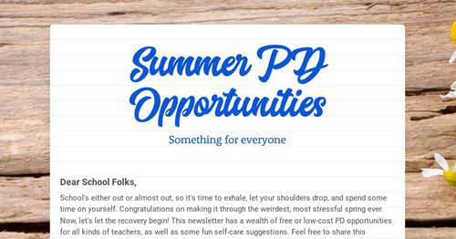 Summer PD Opportunities | Smore Newsletters